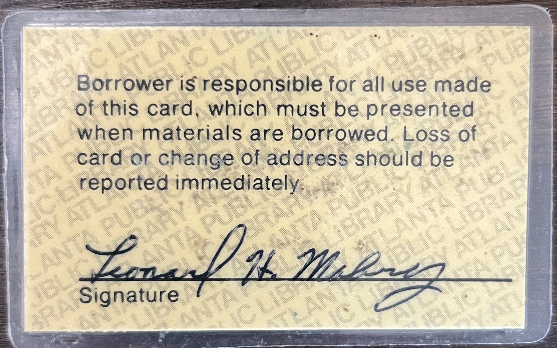 Exhibit 13: Atlanta Public Library Cards – LHRT NEWS AND NOTES